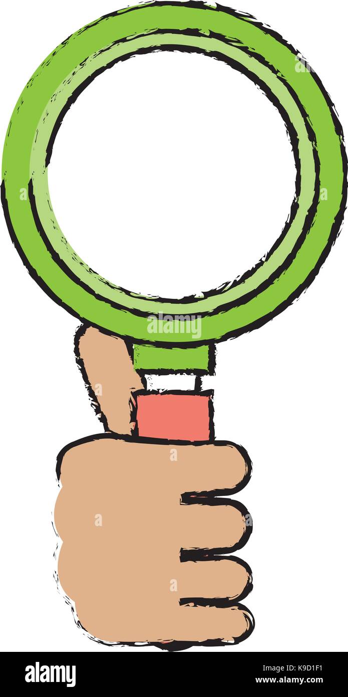 hand human with magnifying glass isolated icon vector illustration ...