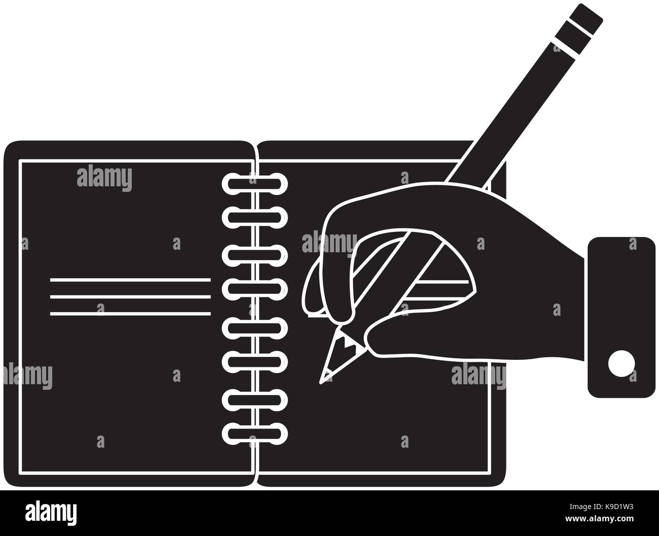 hand human with pencil writing in notebook vector illustration design ...