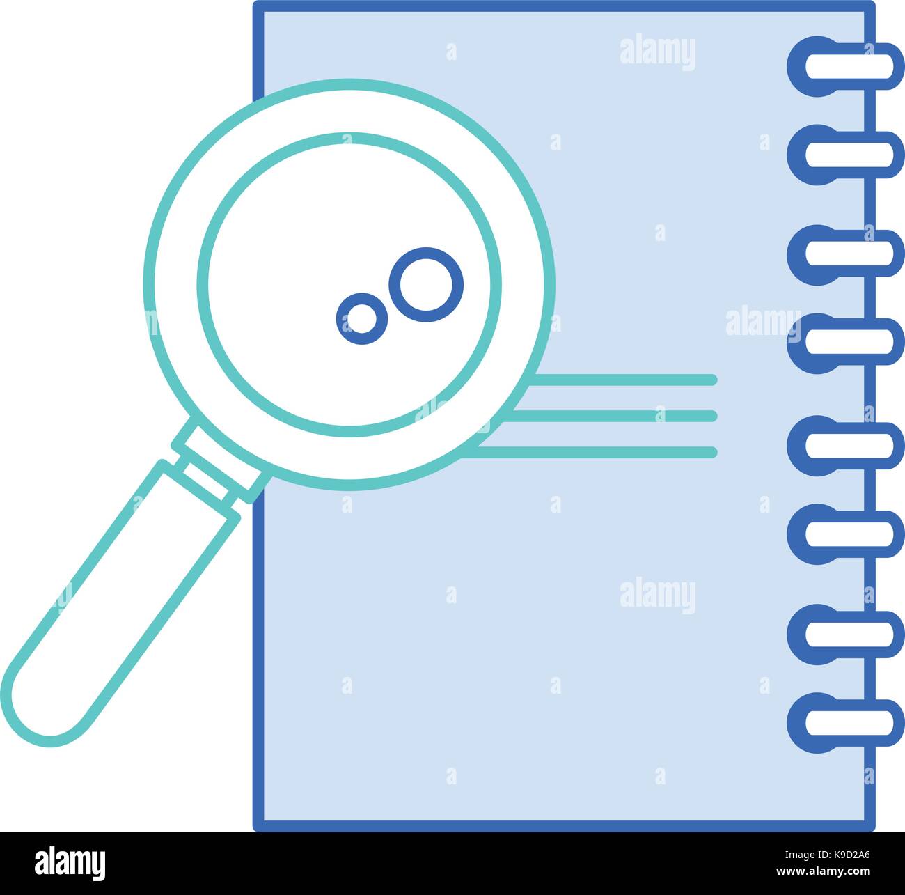 notebook school with magnifying glass vector illustration design Stock ...