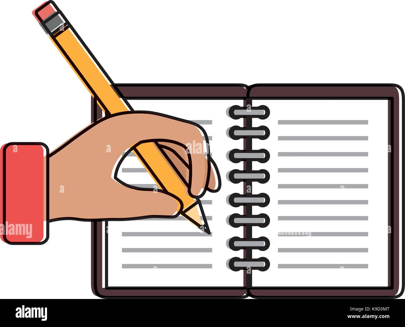 hand human with pencil writing in notebook vector illustration design ...