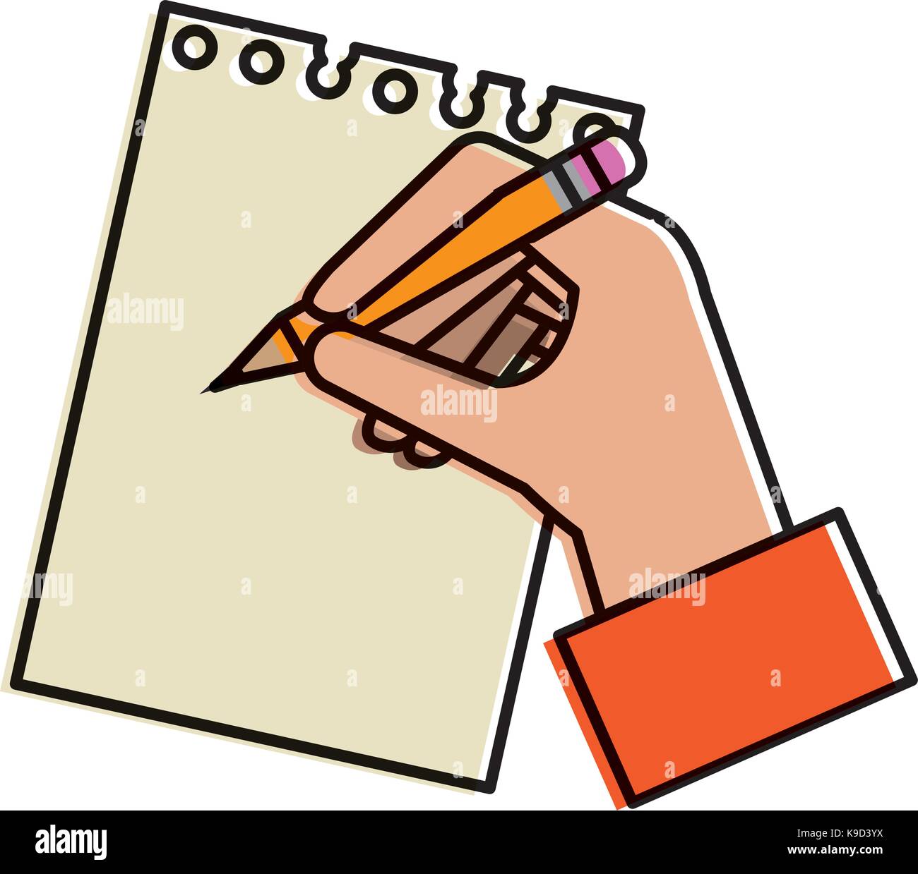 hand human with pencil writing in notebook vector illustration design ...