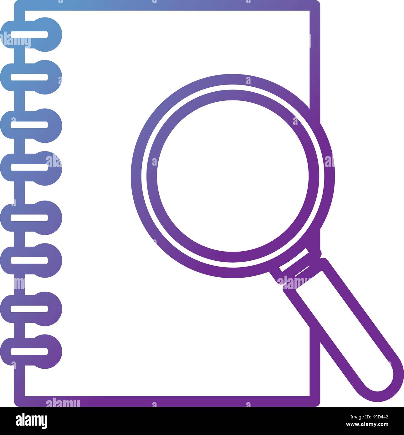 notebook school with magnifying glass vector illustration design Stock ...