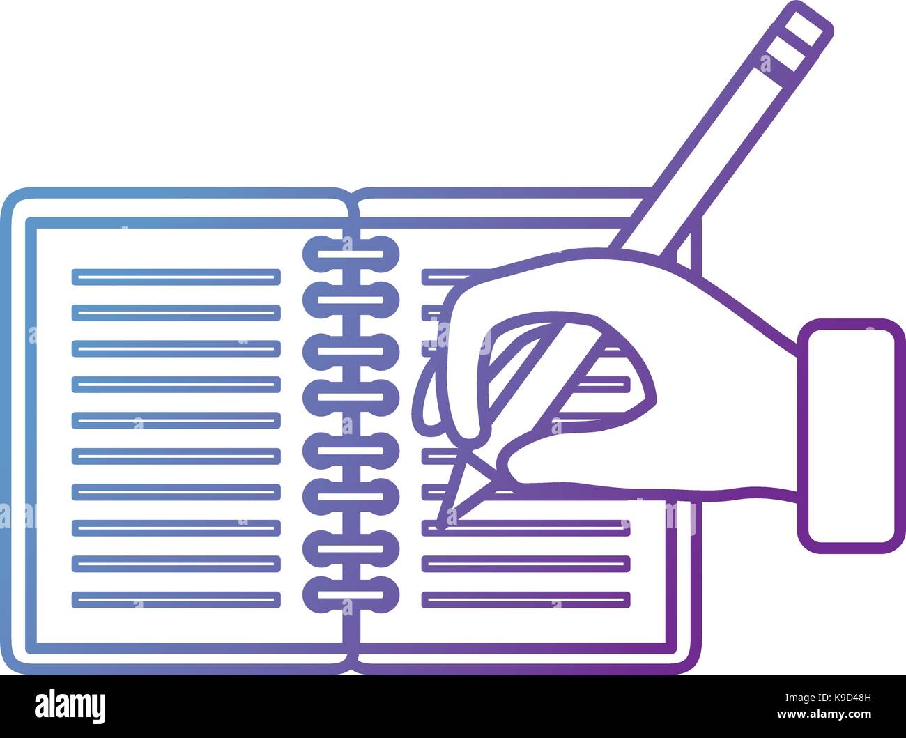 hand human with pencil writing in notebook vector illustration design ...