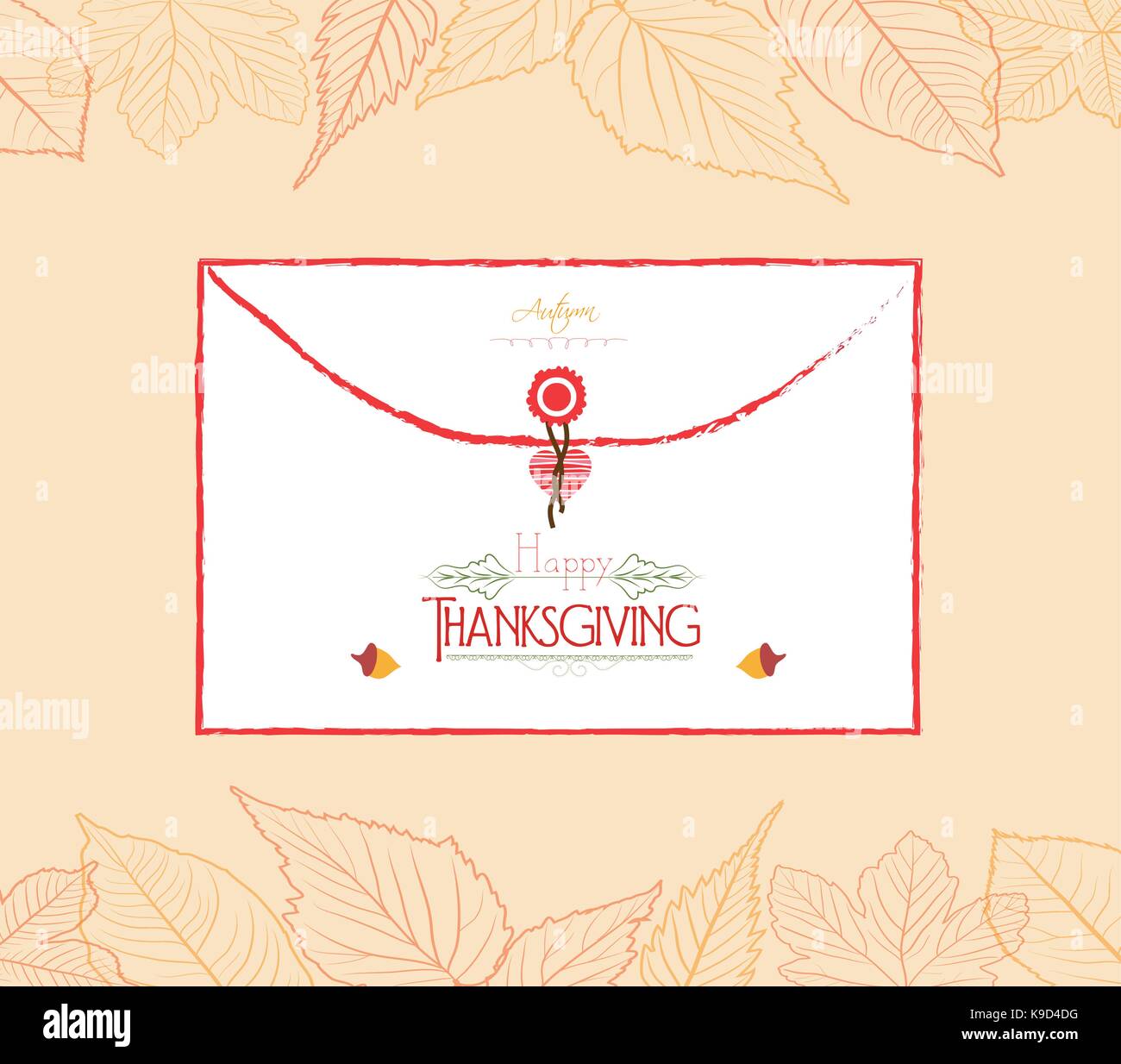 Happy Thanksgiving envelopes leaves background Stock Vector Image & Art ...