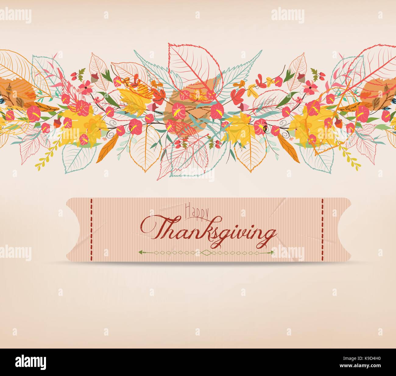 Happy Thanksgiving. Background of stylized autumn leaves for greeting ...