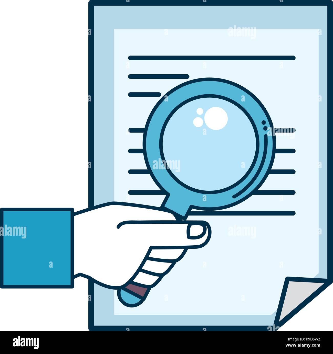 document paper with magnifying glass vector illustration design Stock ...