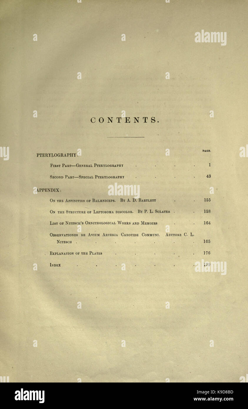 Nitzsch's Pterylography BHL23760392 Stock Photo - Alamy