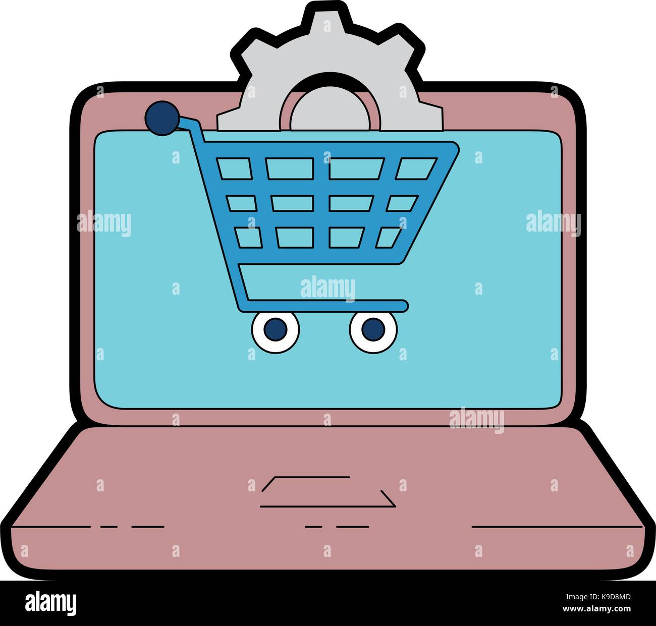 laptop computer with cart shopping Stock Vector Image & Art - Alamy