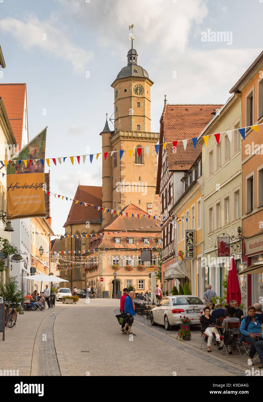 VOLKACH, GERMANY - August 20: Tourists at the historic old town of ...
