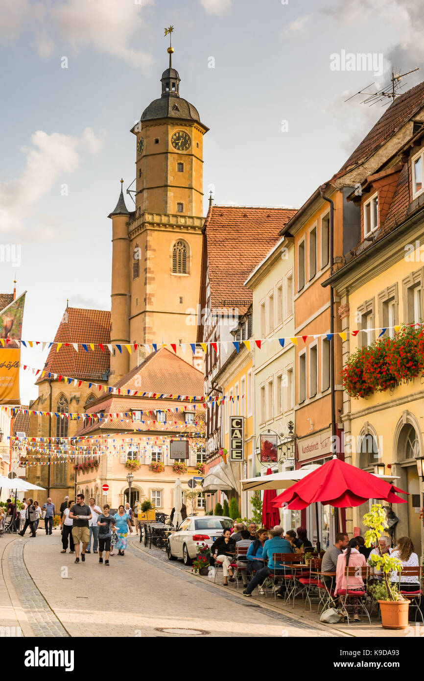 VOLKACH, GERMANY - August 20: Tourists at the historic old town of ...