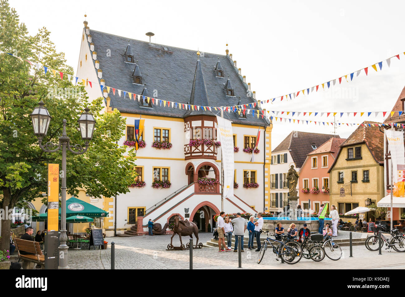 VOLKACH, GERMANY - August 20: Tourists at the historic old town of ...