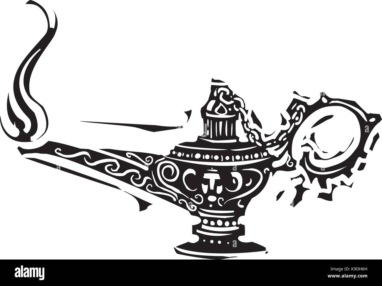 Genie oil lamp Stock Vector Images - Alamy