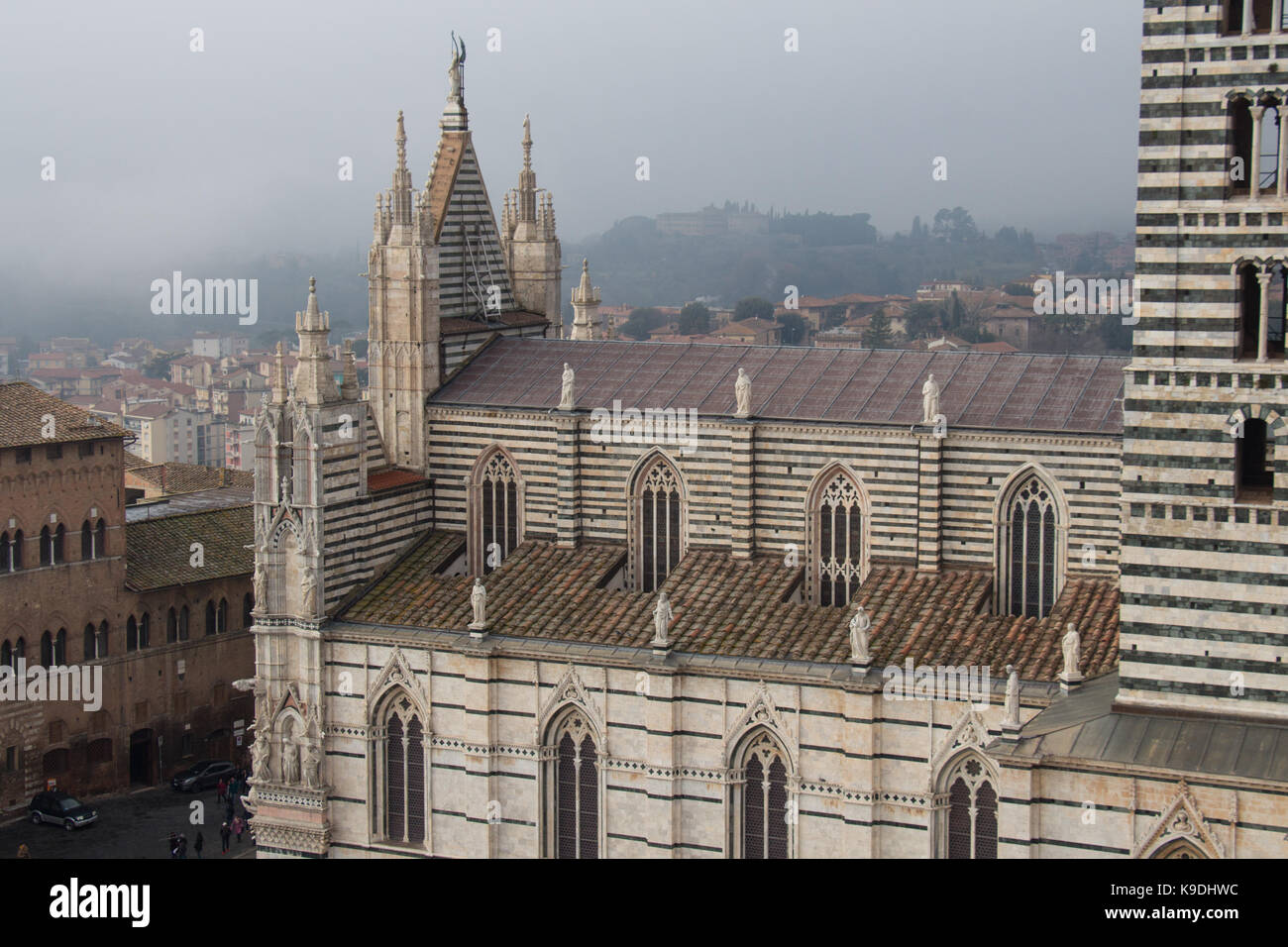 Italy, Siena - December 26 2016: the view from facciatone of Duomo di ...