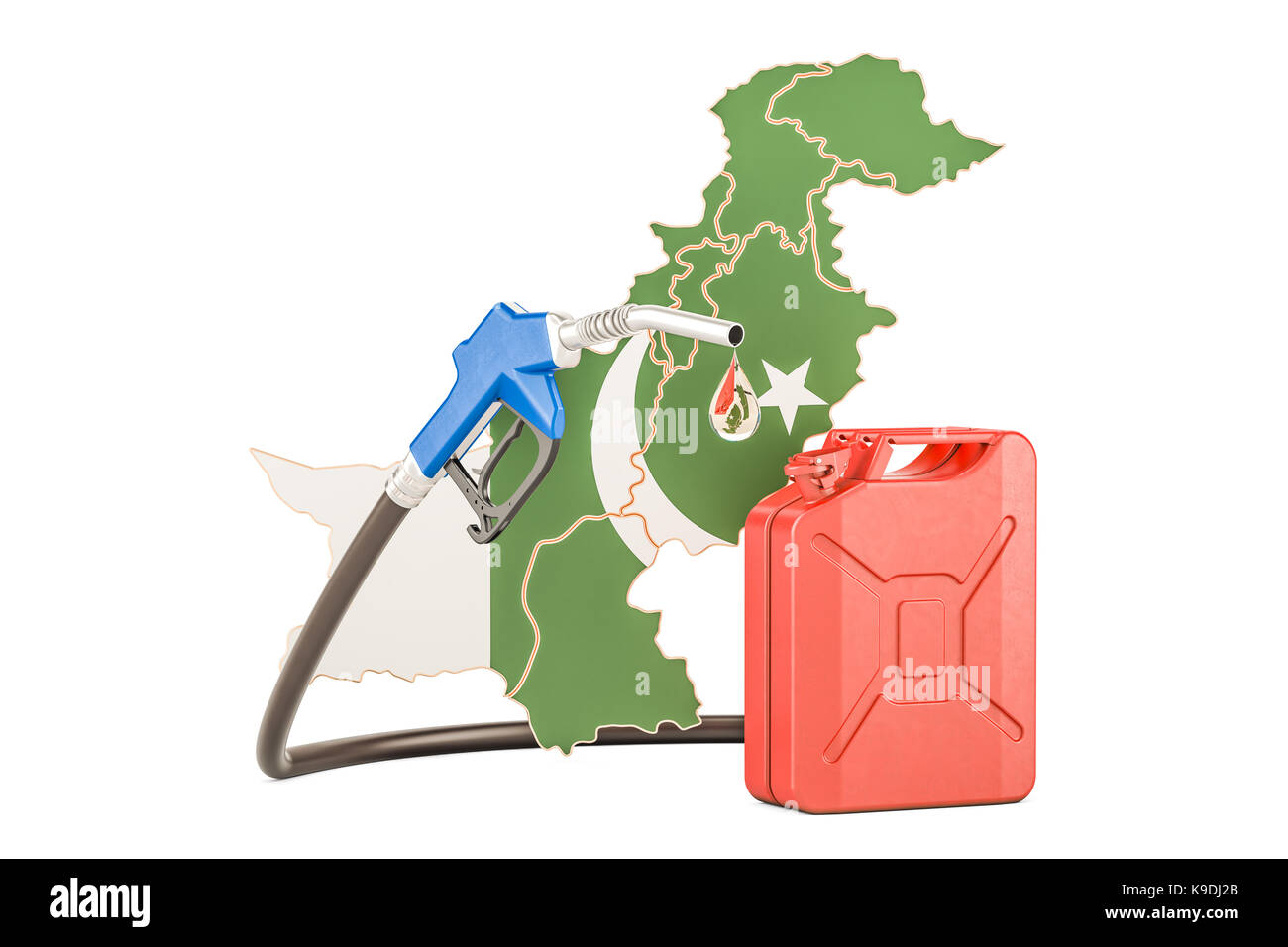 Production and trade of petrol in Pakistan, concept. 3D rendering ...
