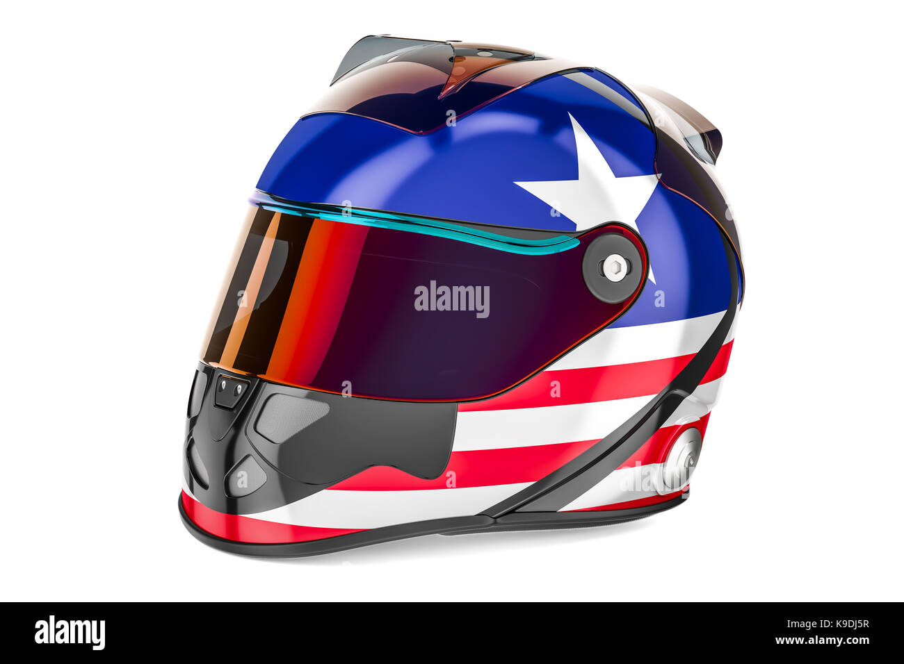 Racing helmet with flag of USA, 3D rendering isolated on white ...