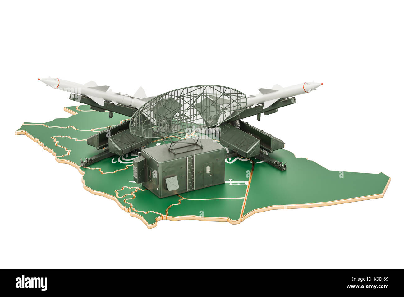 Saudi Arabia missile defence system concept, 3D rendering Stock Photo ...
