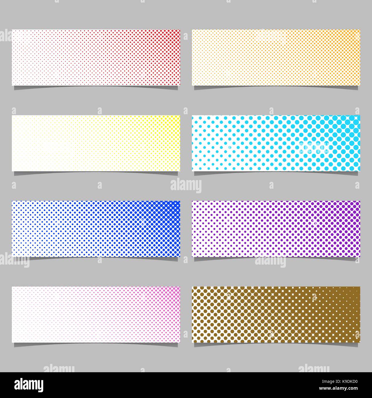 Retro halftone dot pattern banner background set - horizontal ...