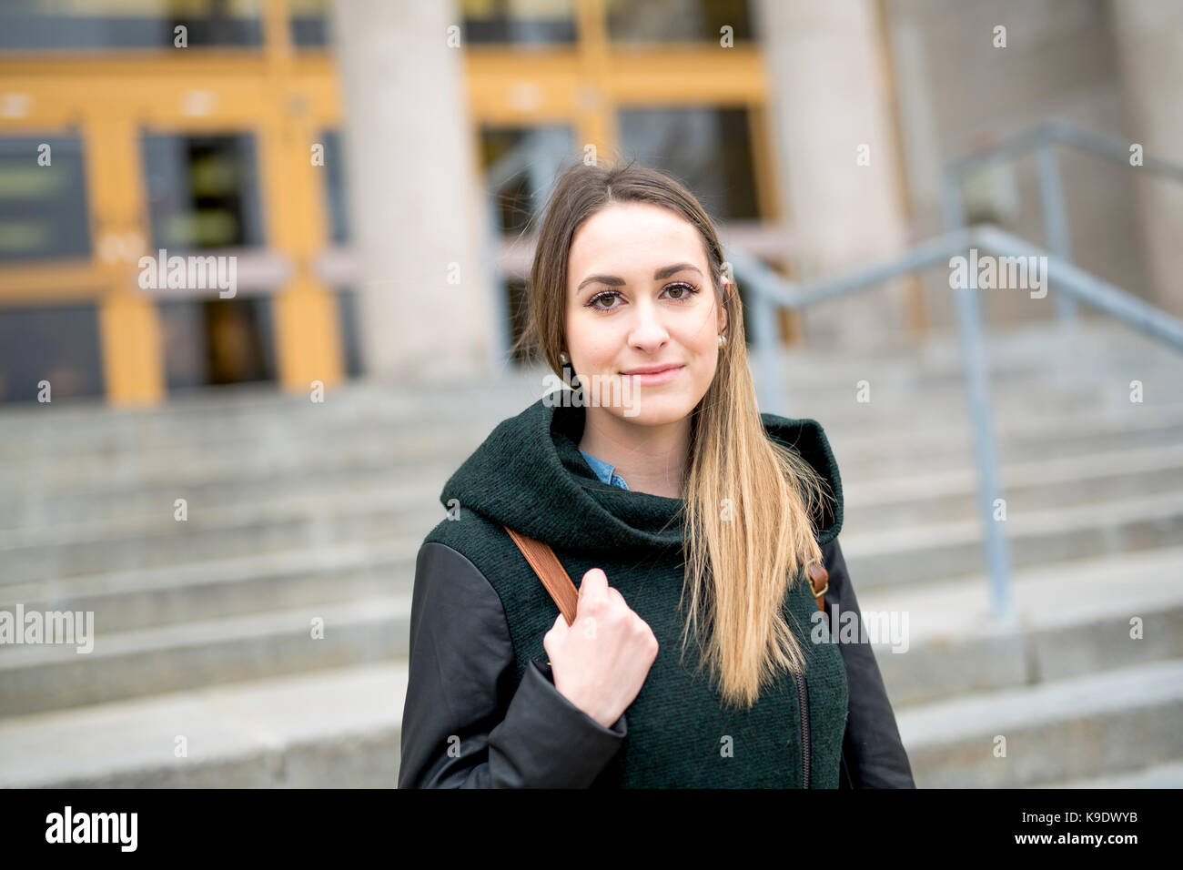 A Portrait Of Female University Student Outdoors On Campus Stock Photo ...