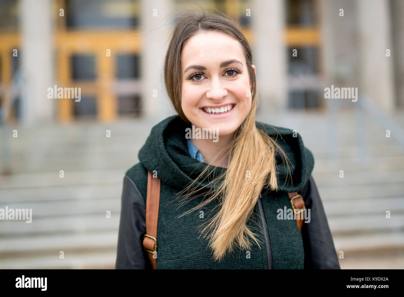 A Portrait Of Female University Student Outdoors On Campus Stock Photo ...