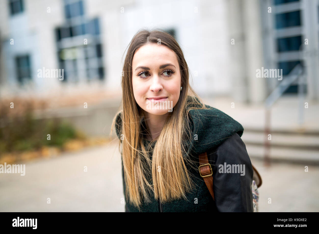 A Portrait Of Female University Student Outdoors On Campus Stock Photo ...