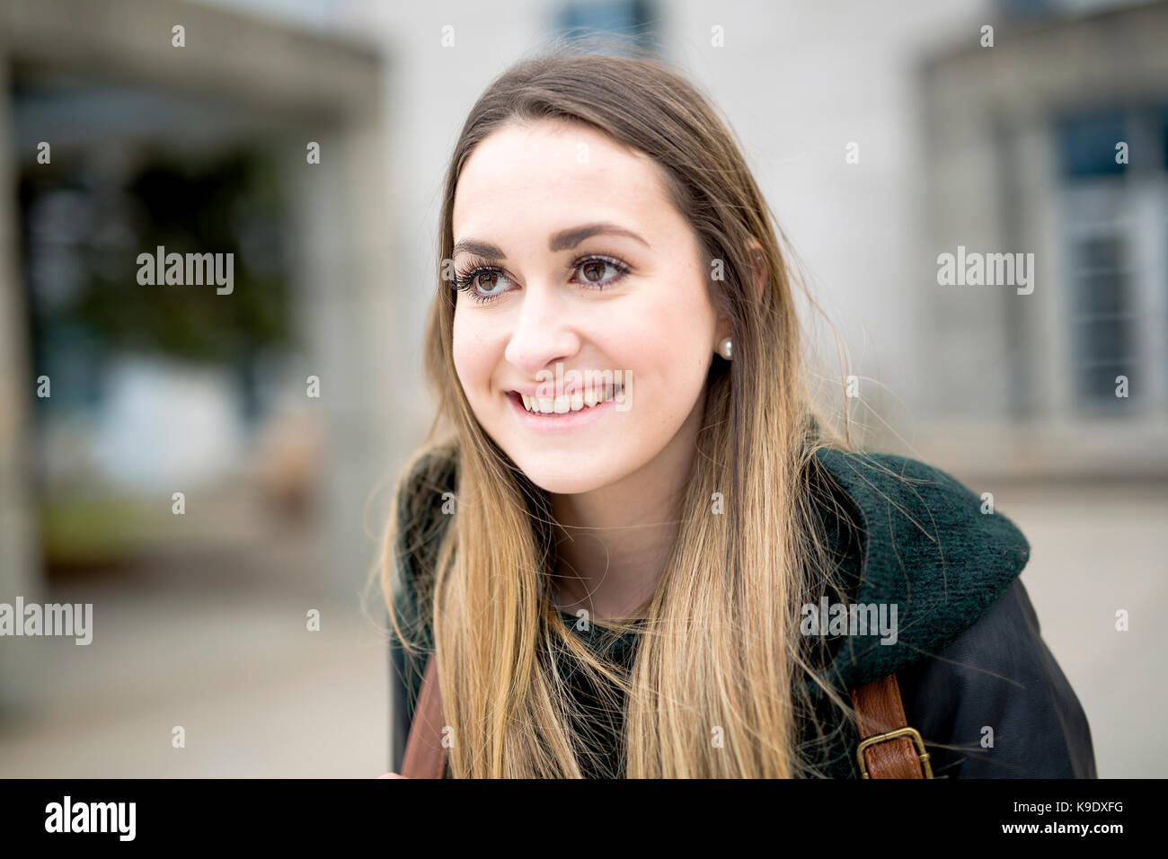 A Portrait Of Female University Student Outdoors On Campus Stock Photo - Alamy