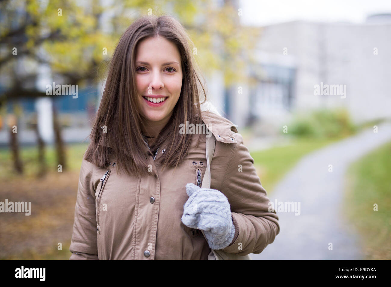 A Portrait Of Female University Student Outdoors On Campus Stock Photo ...