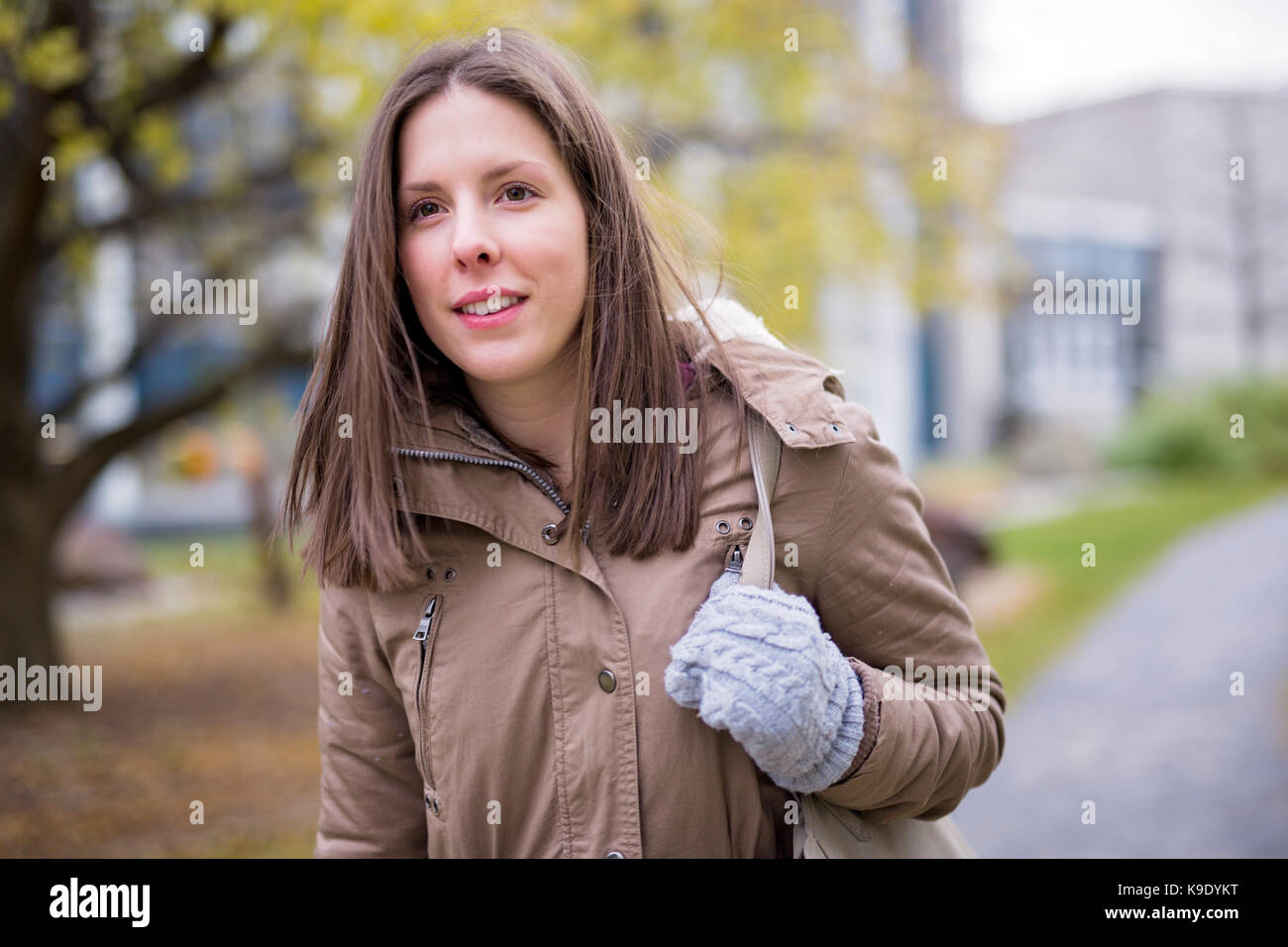 A Portrait Of Female University Student Outdoors On Campus Stock Photo ...