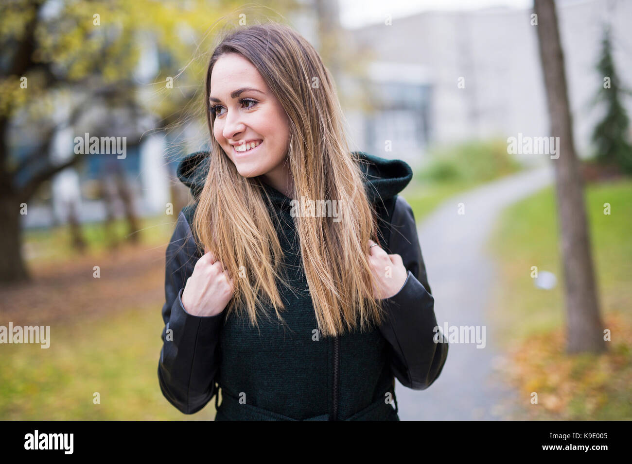 A Portrait Of Female University Student Outdoors On Campus Stock Photo ...