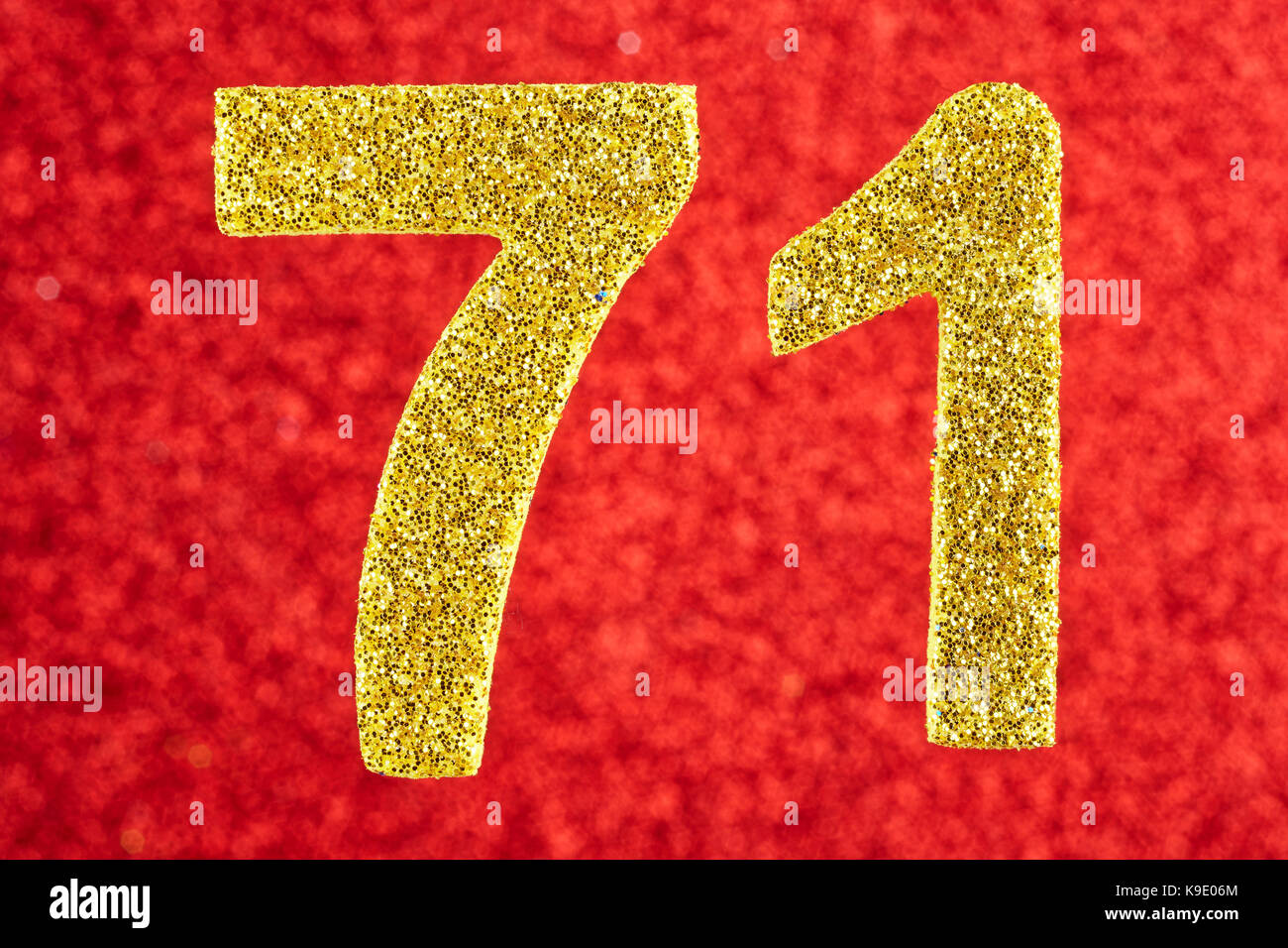 Number seventy-one gold color over a red background. Anniversary ...