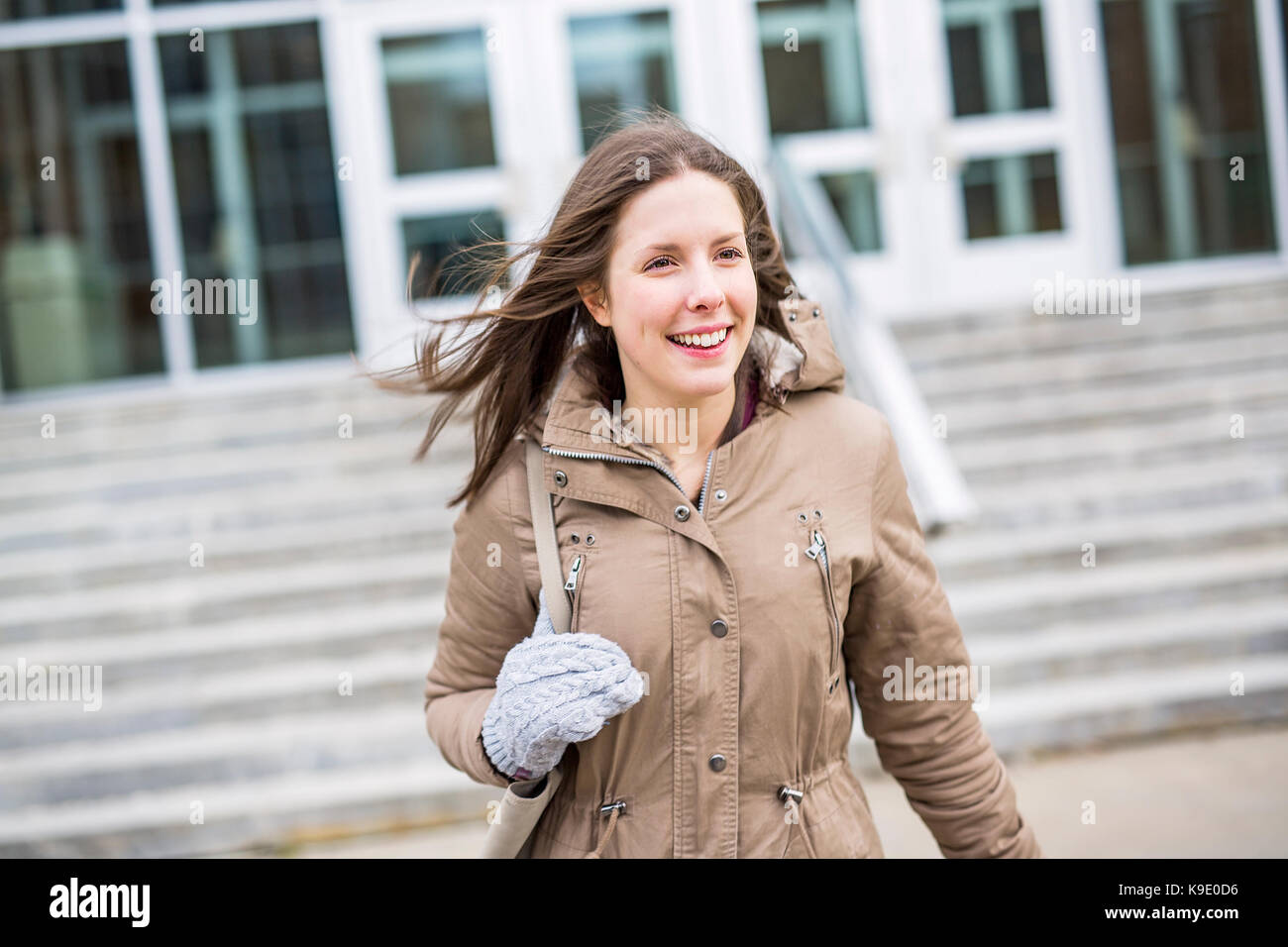 A Portrait Of Female University Student Outdoors On Campus Stock Photo ...