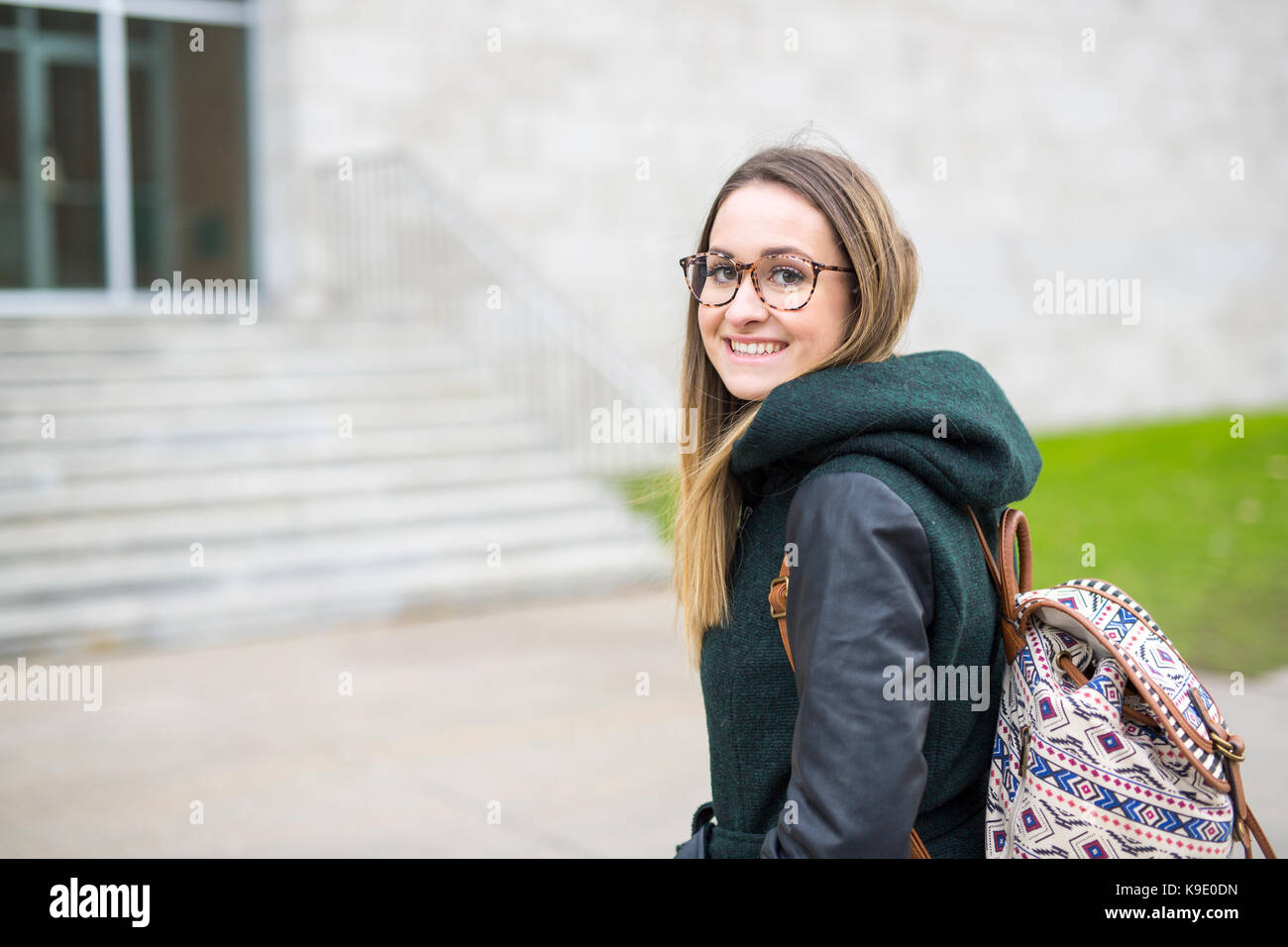 A Portrait Of Female University Student Outdoors On Campus Stock Photo ...