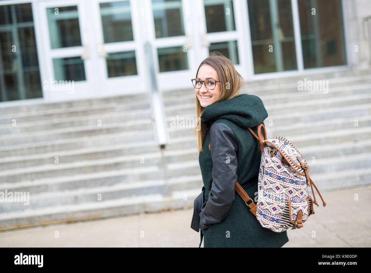 A Portrait Of Female University Student Outdoors On Campus Stock Photo ...