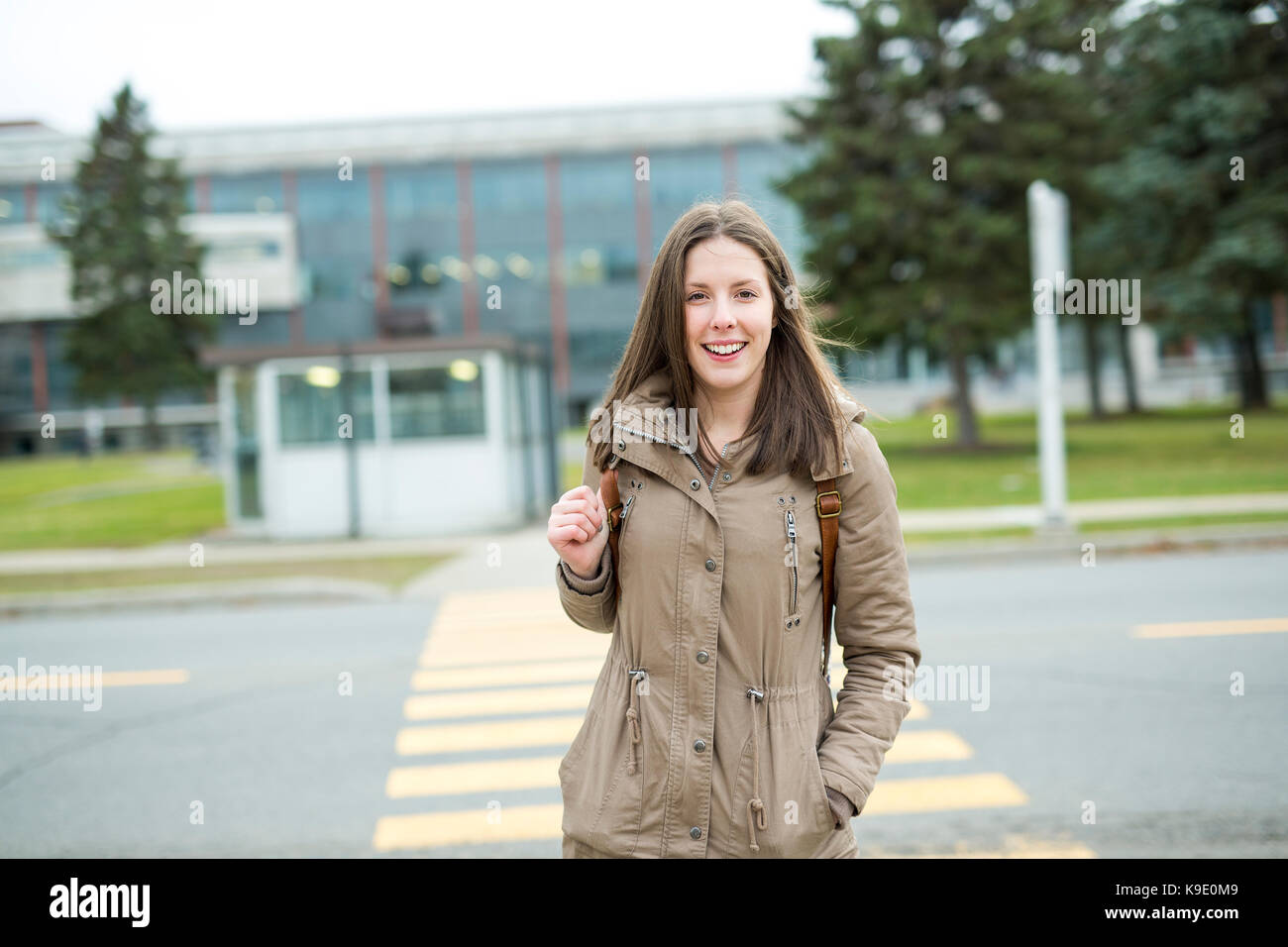 A Portrait Of Female University Student Outdoors On Campus Stock Photo ...