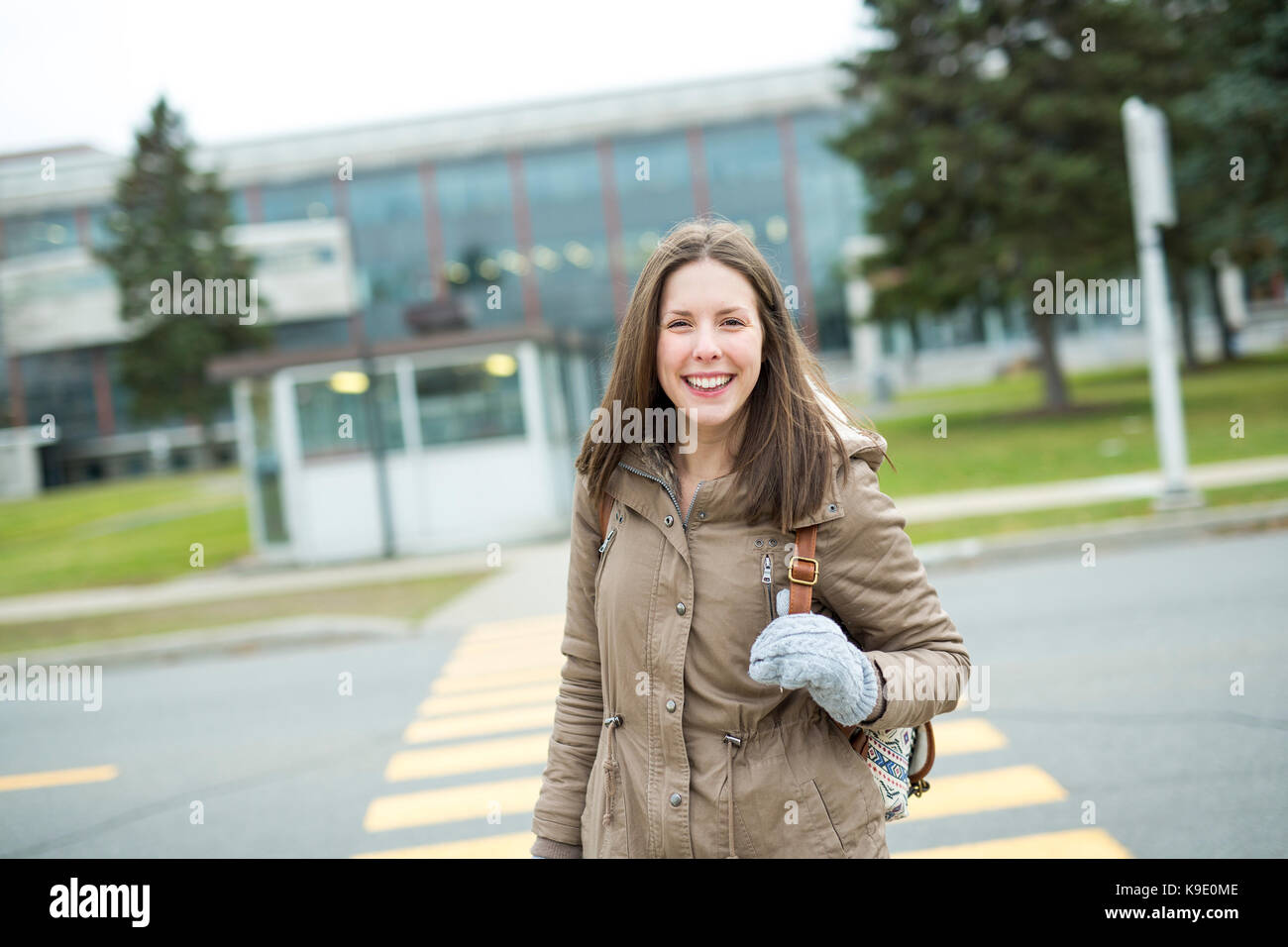 A Portrait Of Female University Student Outdoors On Campus Stock Photo ...