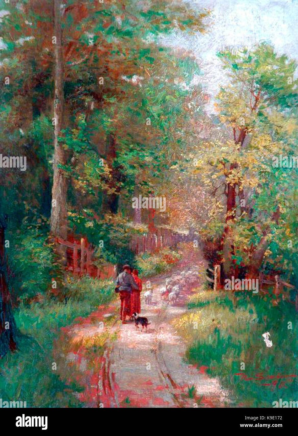 Mark Senior Landscape with Figures on a Path Stock Photo - Alamy