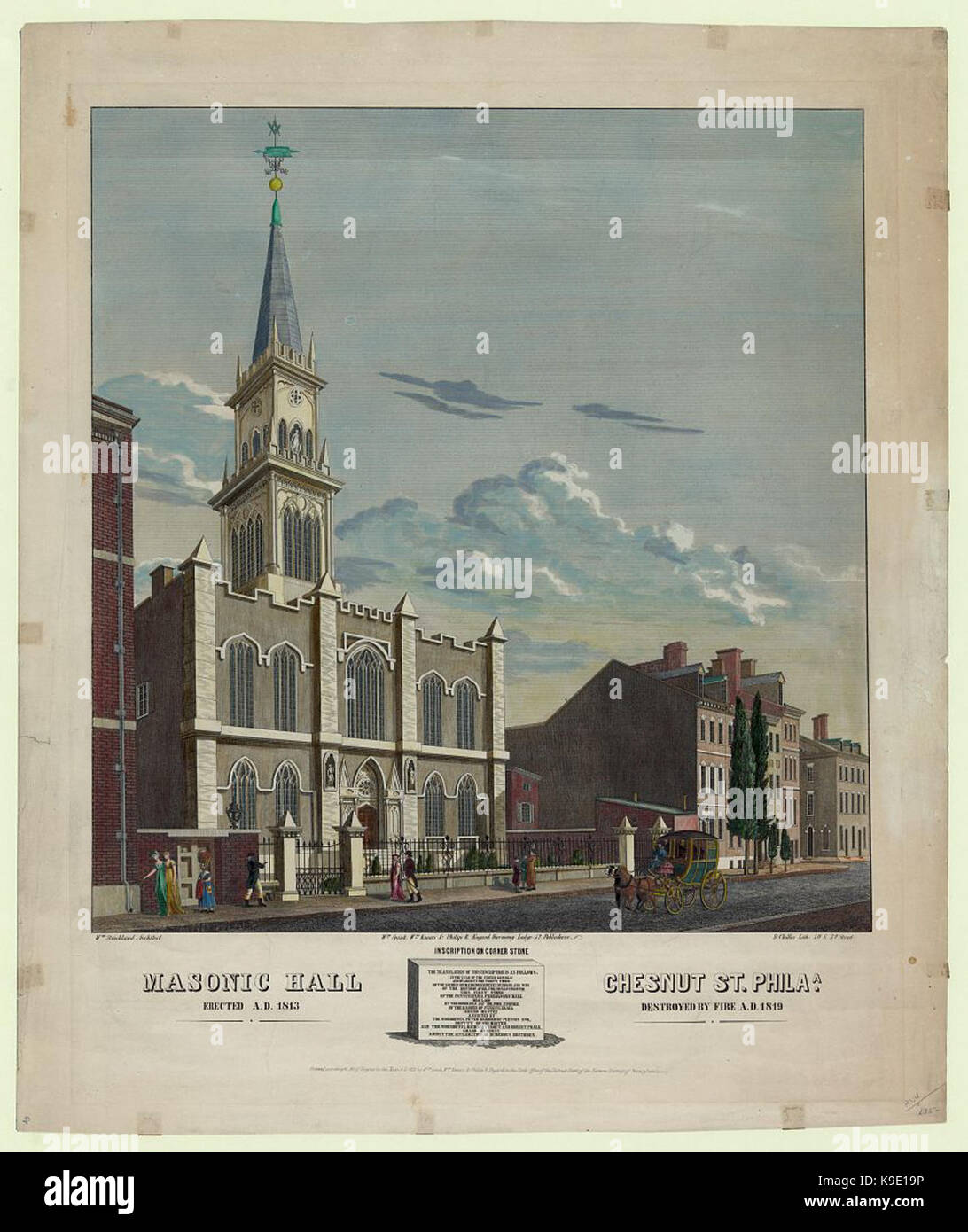 Masonic Hall on Chesnut St. in Philadelphia, erected in 1813, destroyed ...
