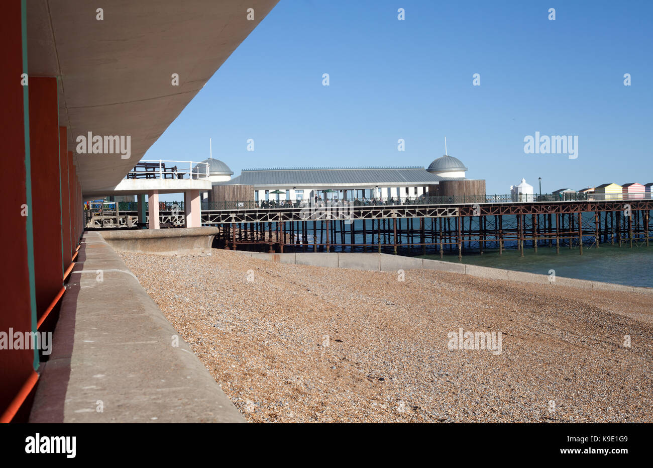 Hastings Pier Pavilion seen from the colourful newly repainted Bottle ...