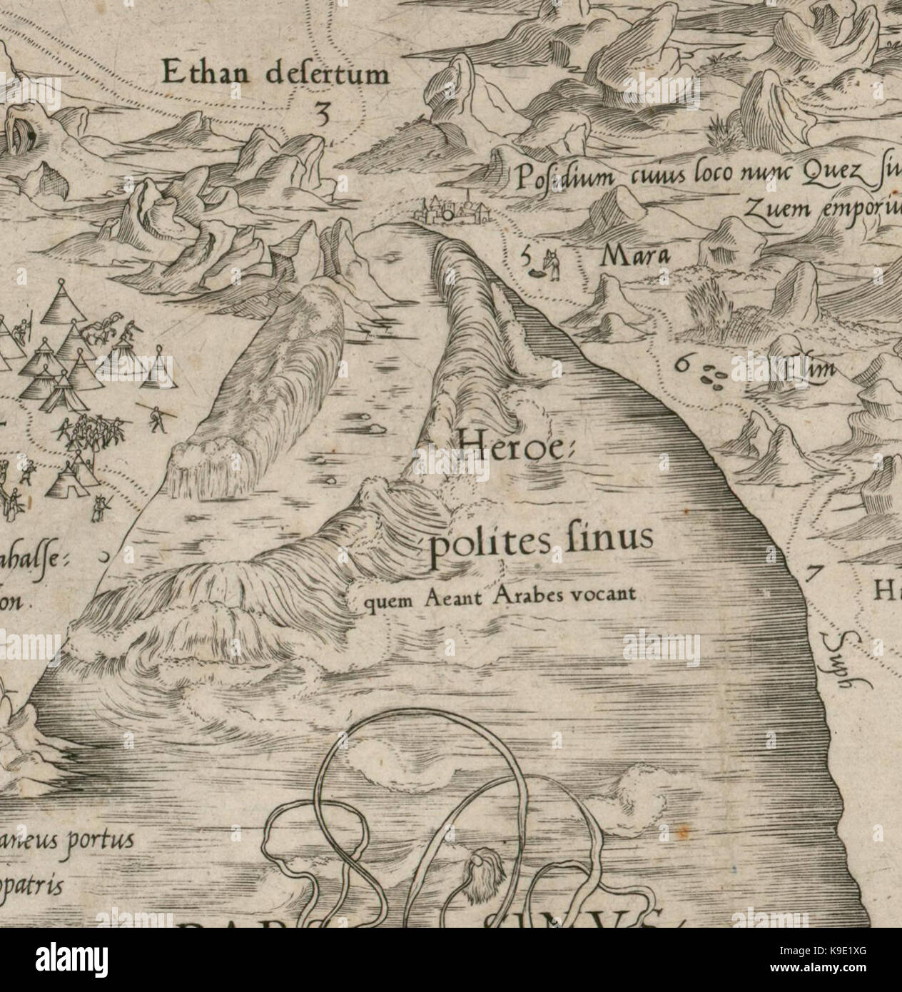 Mercator Palestine 1837 Red sea divided Stock Photo - Alamy