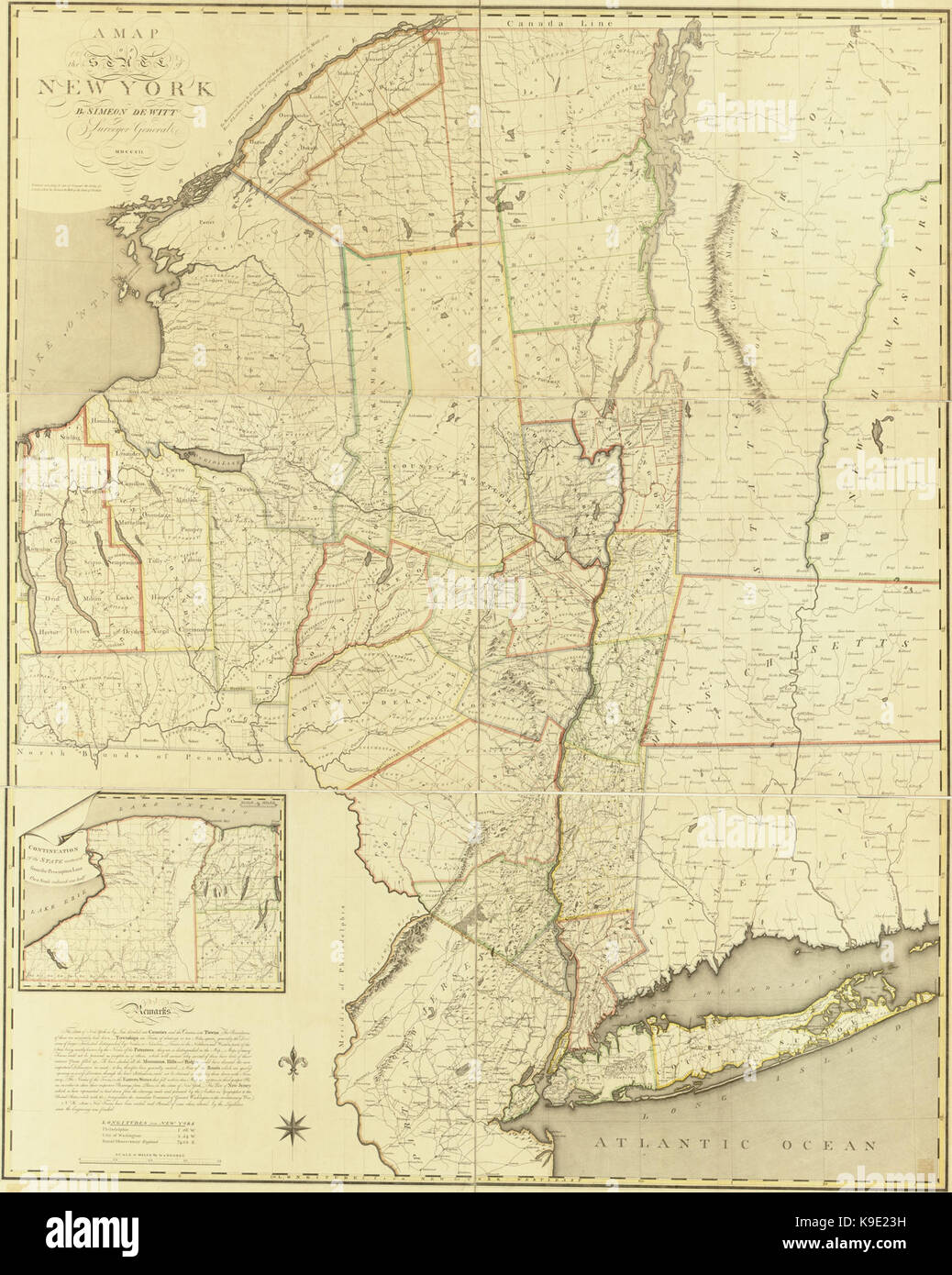 Map of the State of New York, by Simeon De Witt, 1802 Stock Photo - Alamy