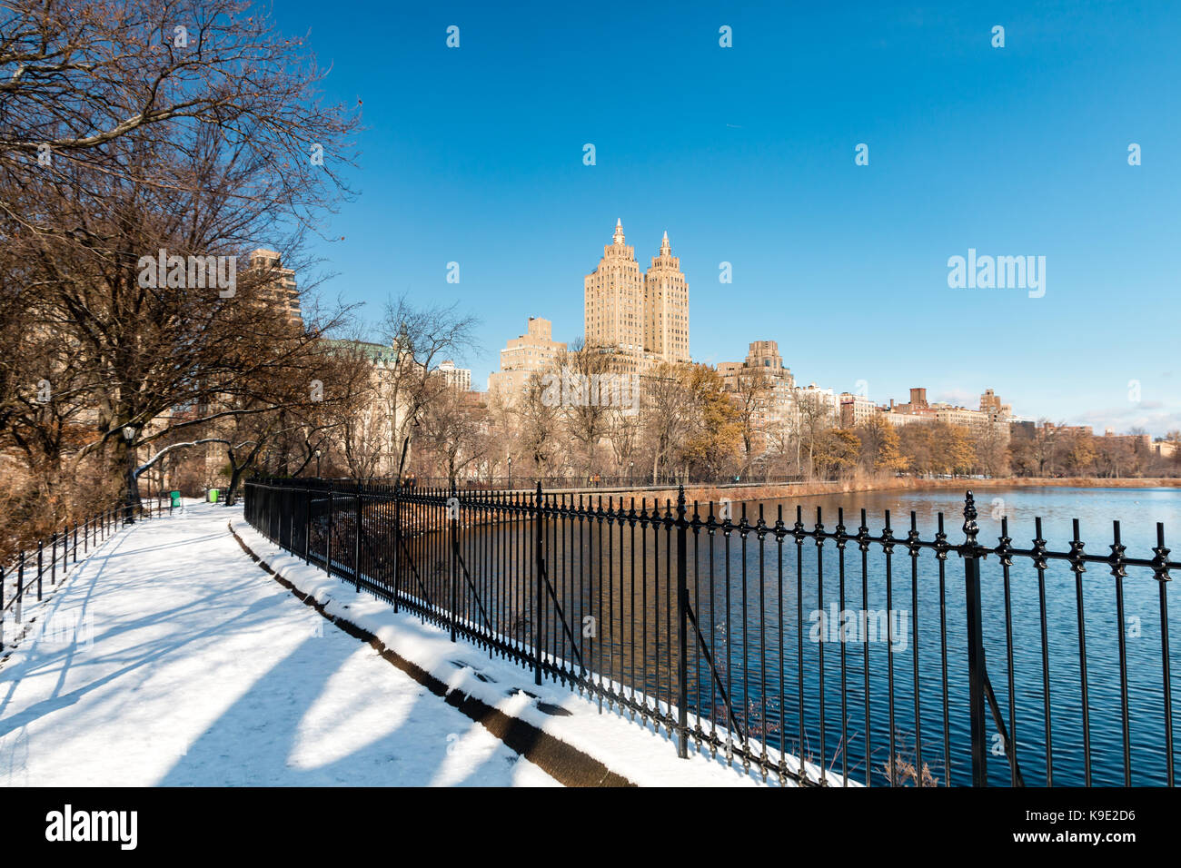 New York's Central park during winter snowfall Stock Photo - Alamy