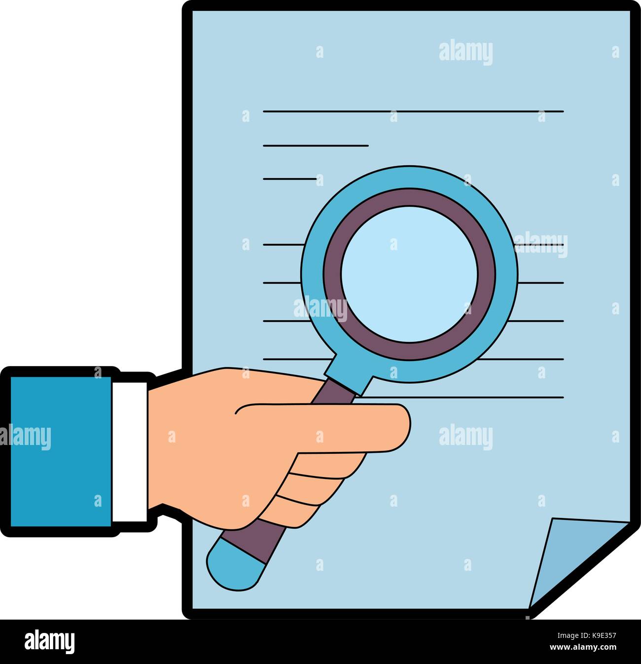 document paper with magnifying glass vector illustration design Stock ...