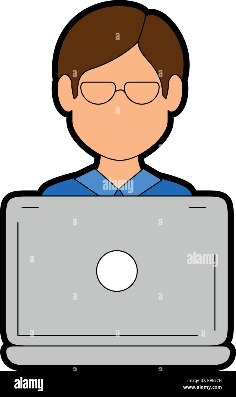 laptop computer with user vector illustration design Stock Vector Image ...