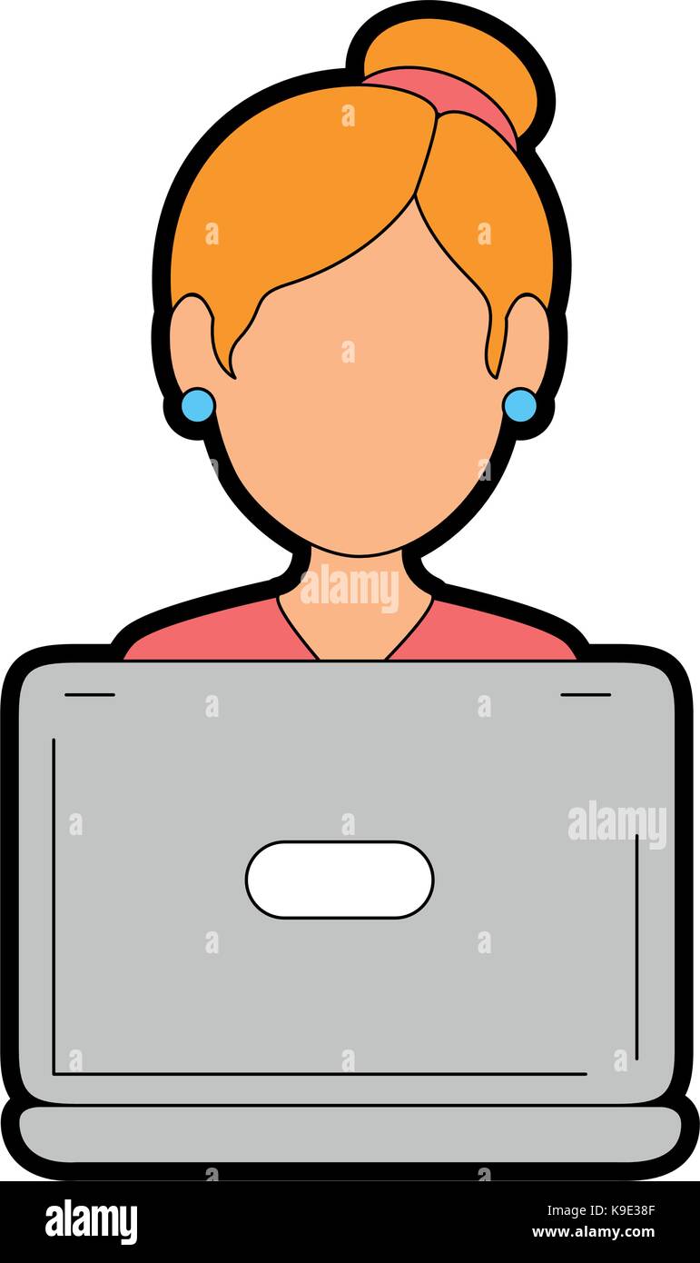 laptop computer with user vector illustration design Stock Vector Image ...