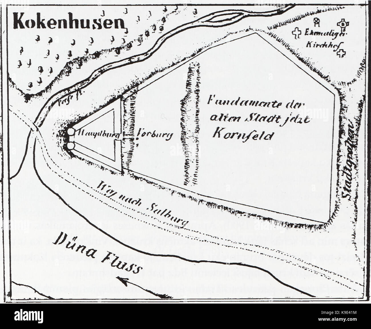 Map of Kokenhusen (Koknese) in 1842 Stock Photo - Alamy