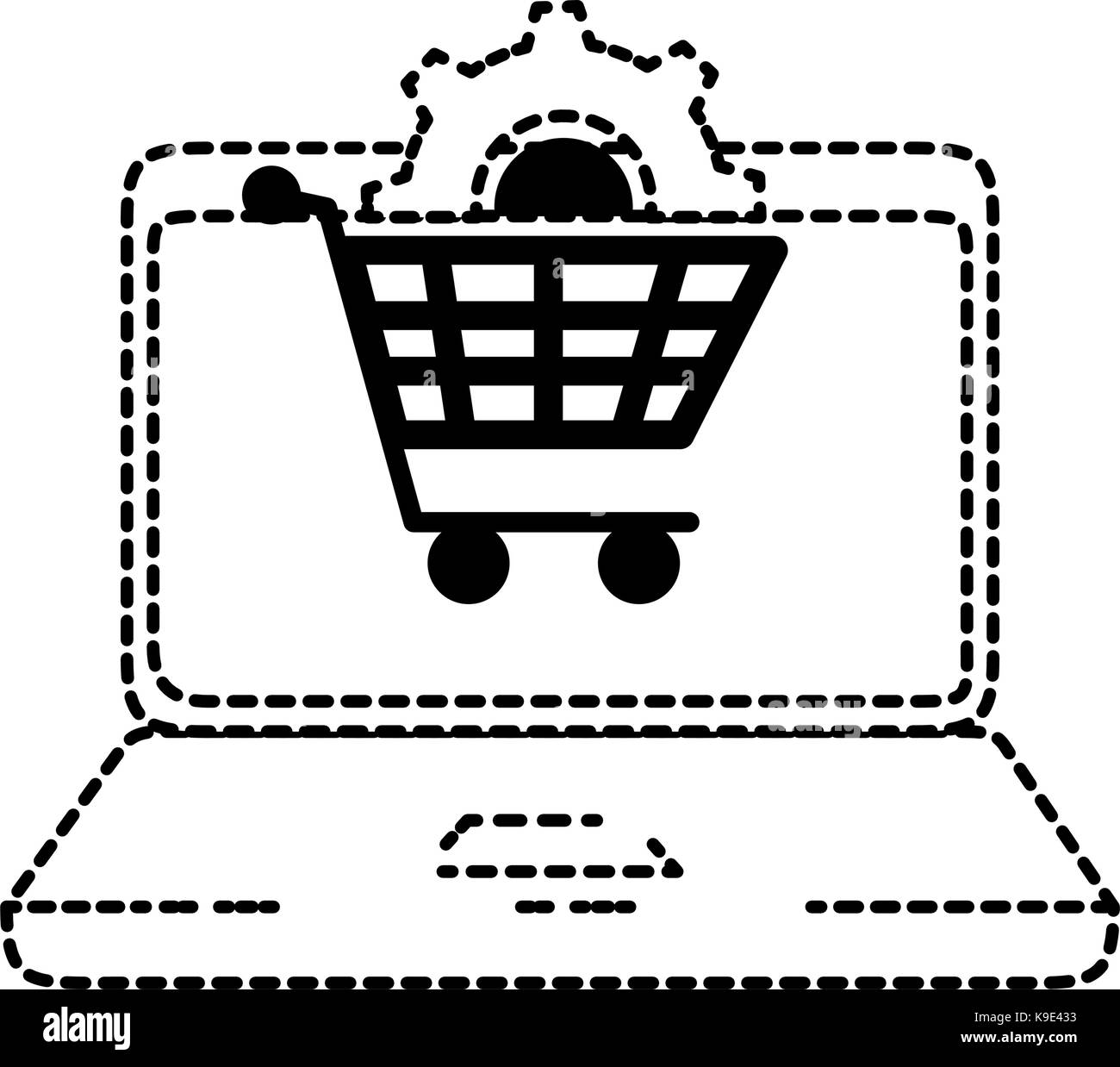 laptop computer with cart shopping vector illustration design Stock ...