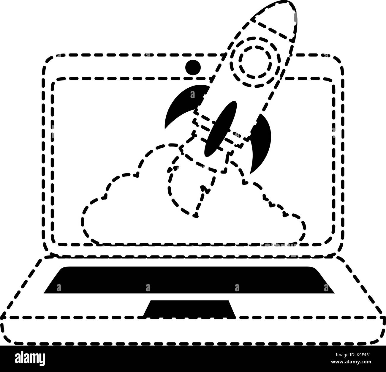 laptop computer with rocket launcher vector illustration design Stock ...