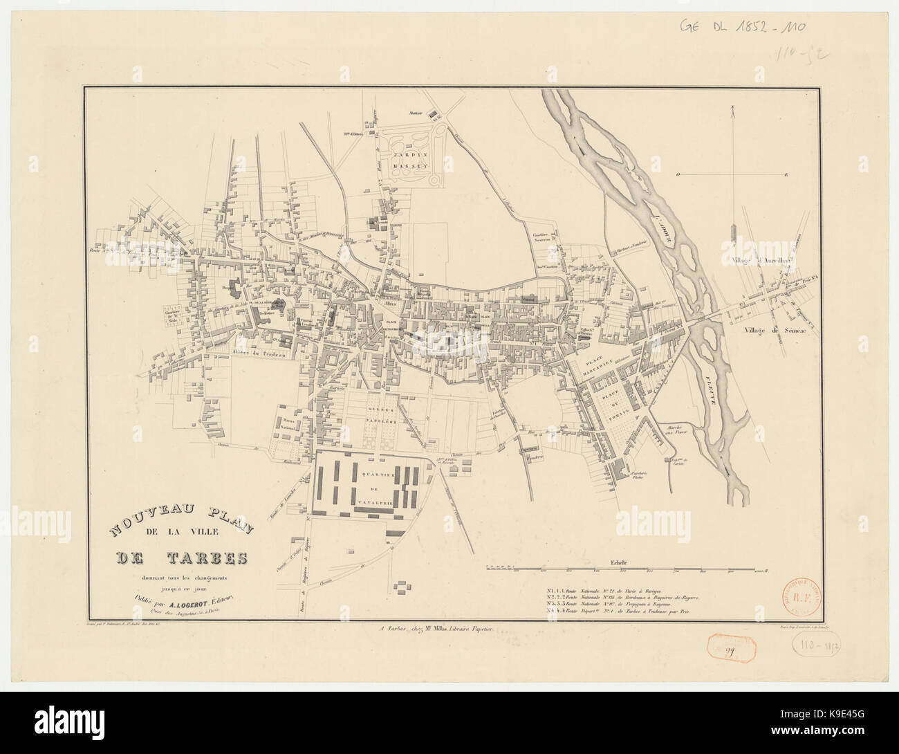 Nouveau plan de la ville de Tarbes 1852 Stock Photo - Alamy