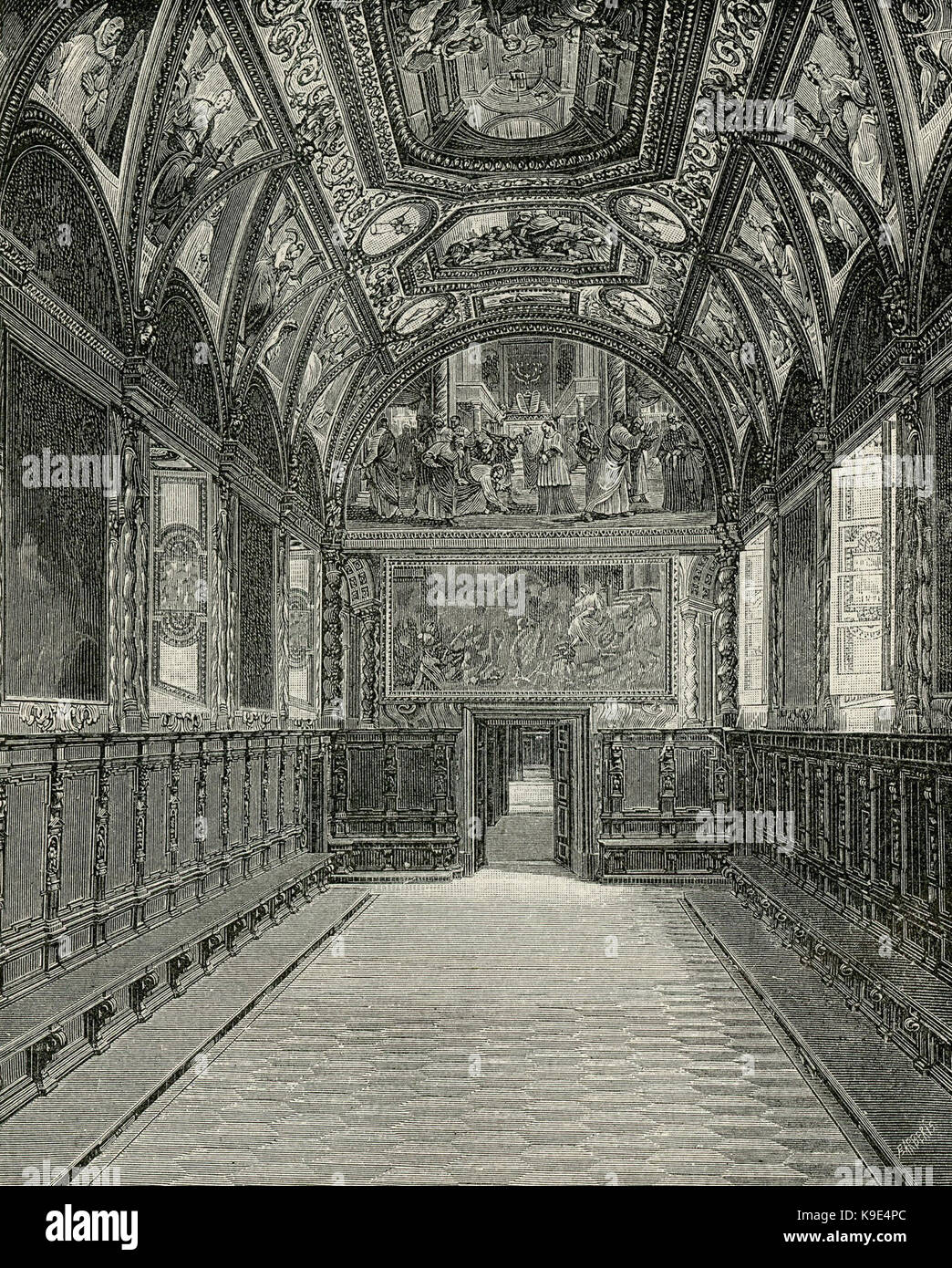 This image shows the interior of the Church of San Martino in Naples ...