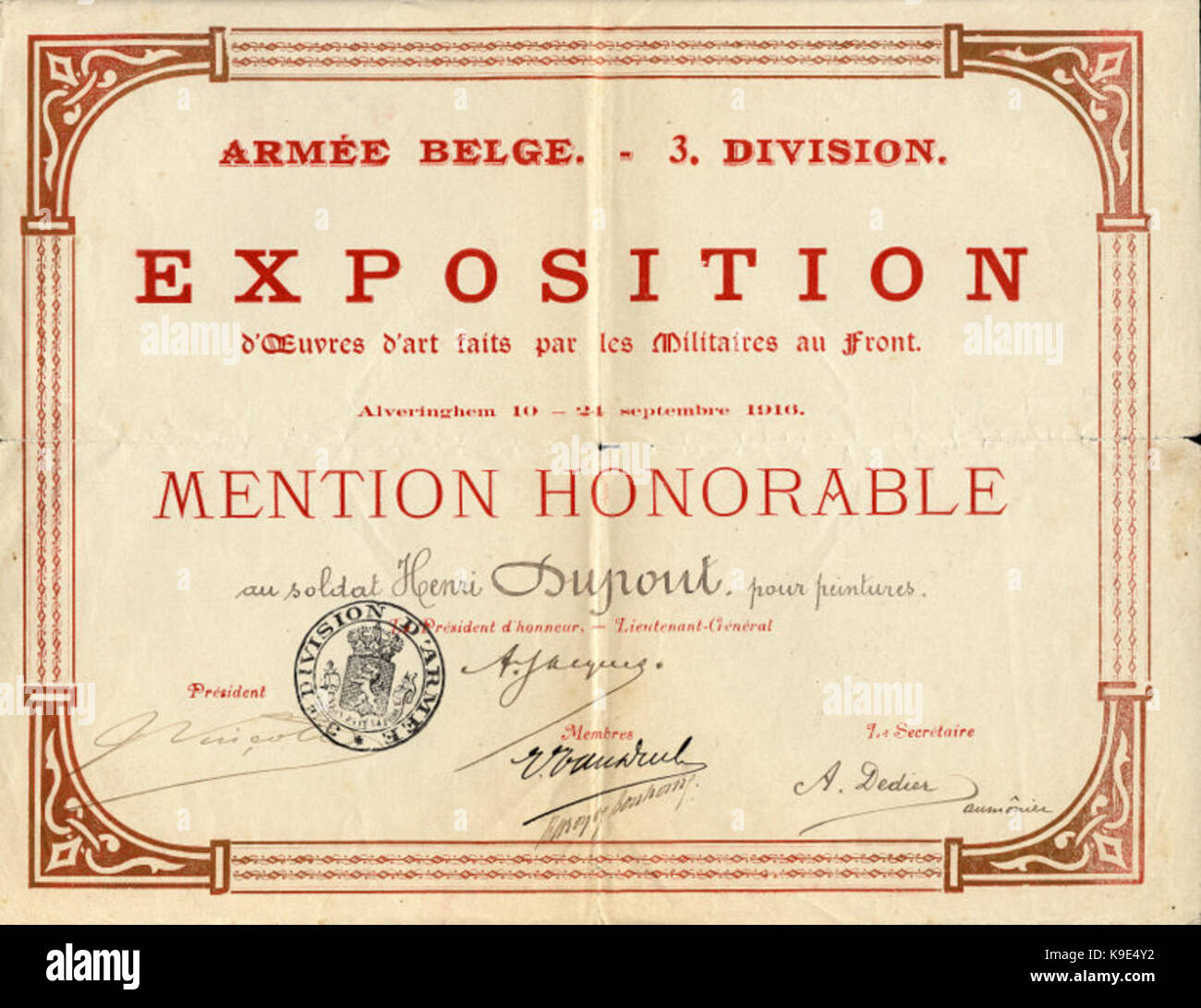 Oorkonde Henri Dupont Stock Photo - Alamy