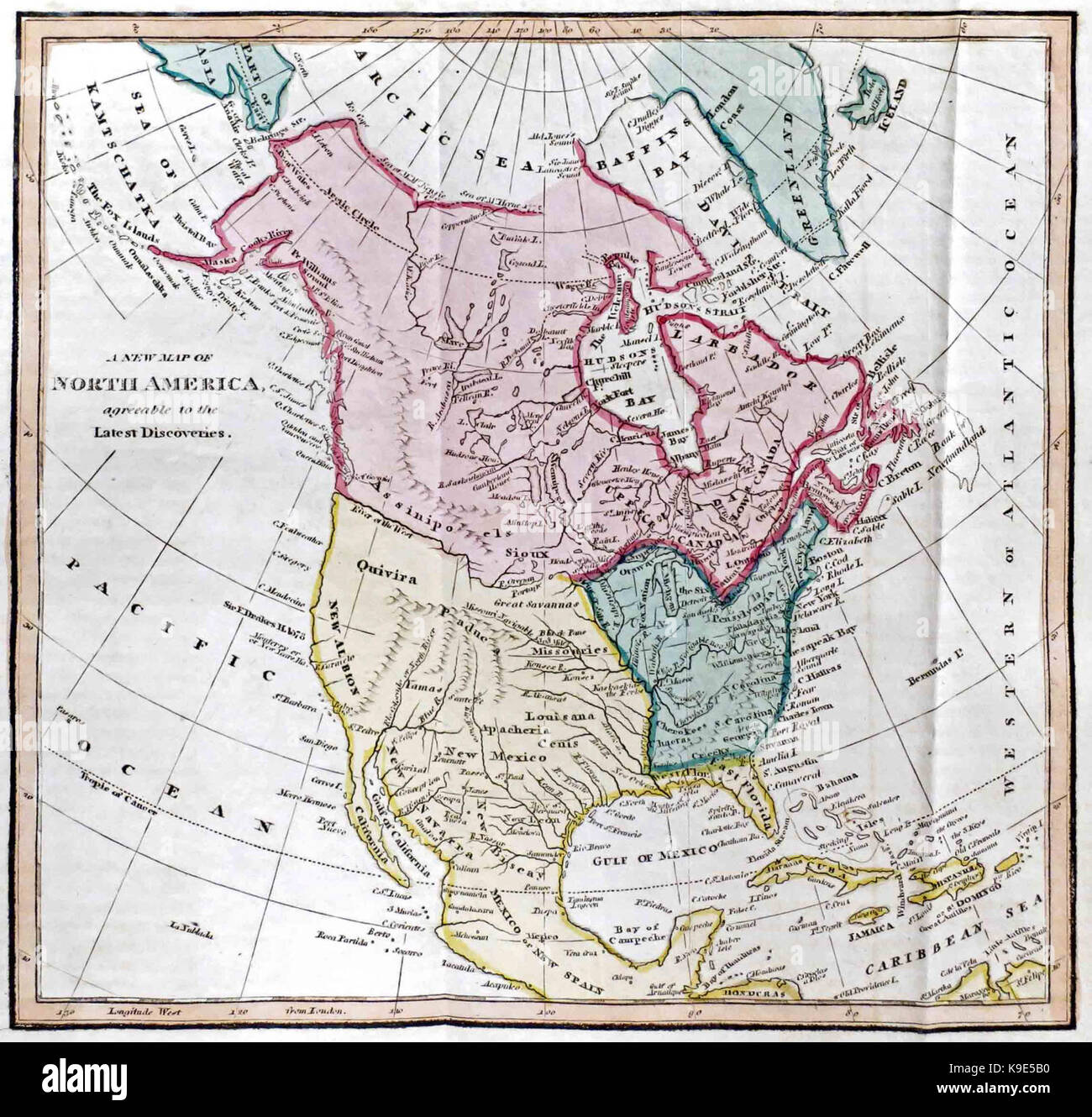 Map in 1817 The History of America Stock Photo - Alamy